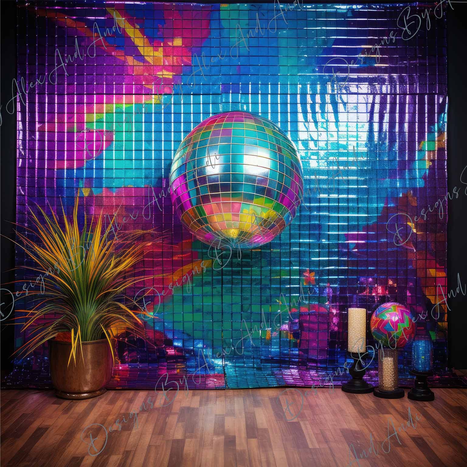 Disco Digital Backdrop Overlay Background Birthday Child Photo Shoot ...