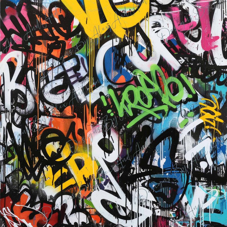 Graffiti Decorated Wall Backdrop Background Back Ground Wall Digital ...