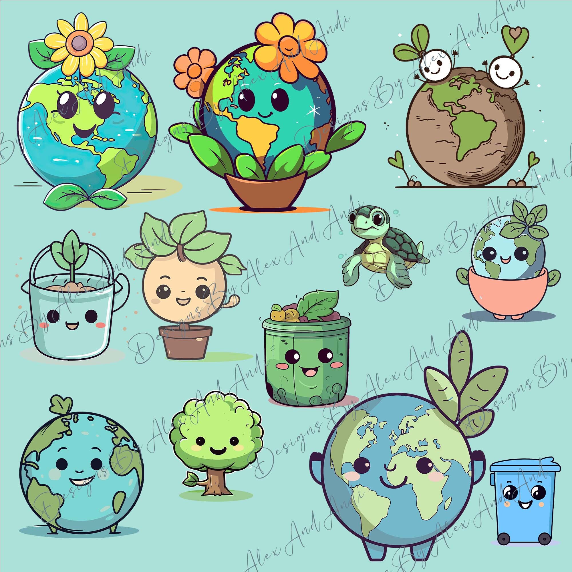 Earth Day Clip Art PNG SVG Digital Image Globe World Sustainable Earth ...