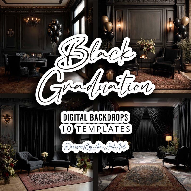 Black Graduation Digital Backdrop University Backdrop Celebration Back ...