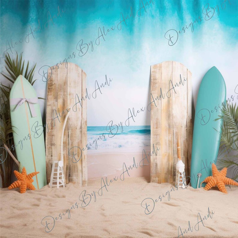 Beach Backdrop Background Digital Photo Shoot Sunny Sand Sea Birthday ...
