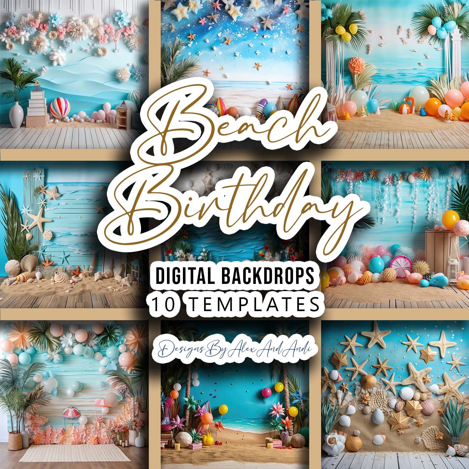 Beach Birthday Backdrop Background Digital Birthday Child Photo Shoot ...