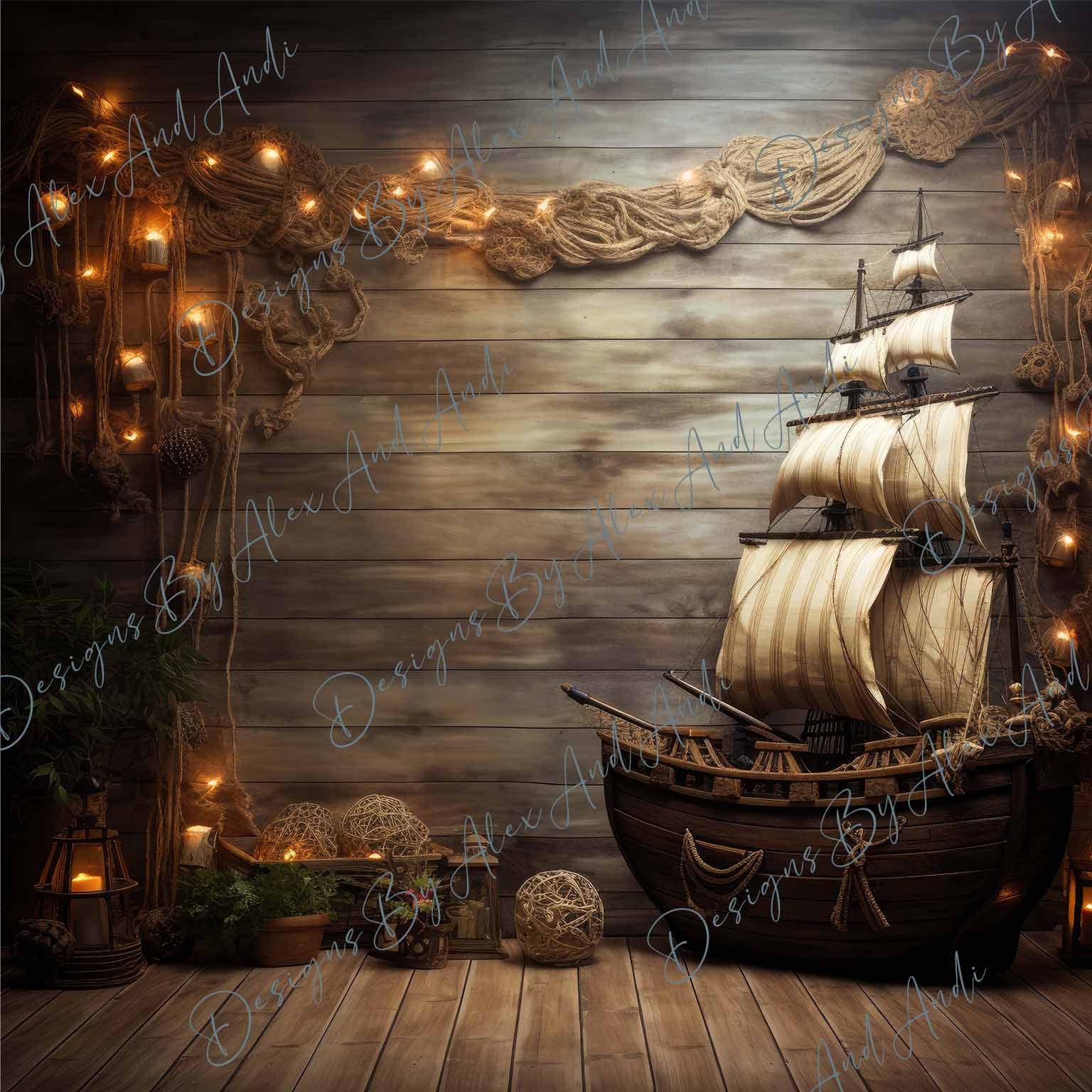 Pirate Backdrop Background Digital Birthday Child Photo Shoot Picture ...