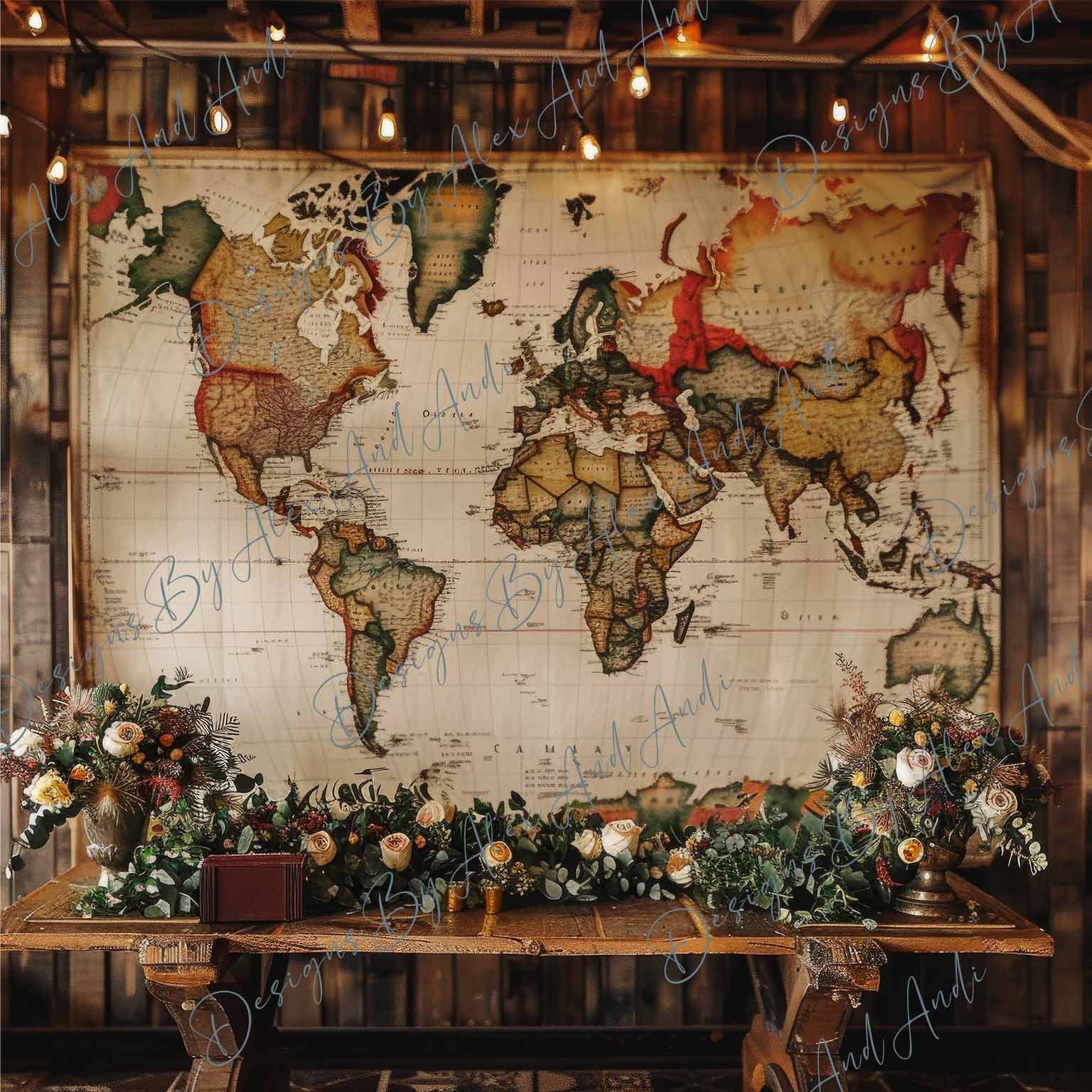 World Map Wedding Digital Backdrop Overlay Background Wedding Photo ...