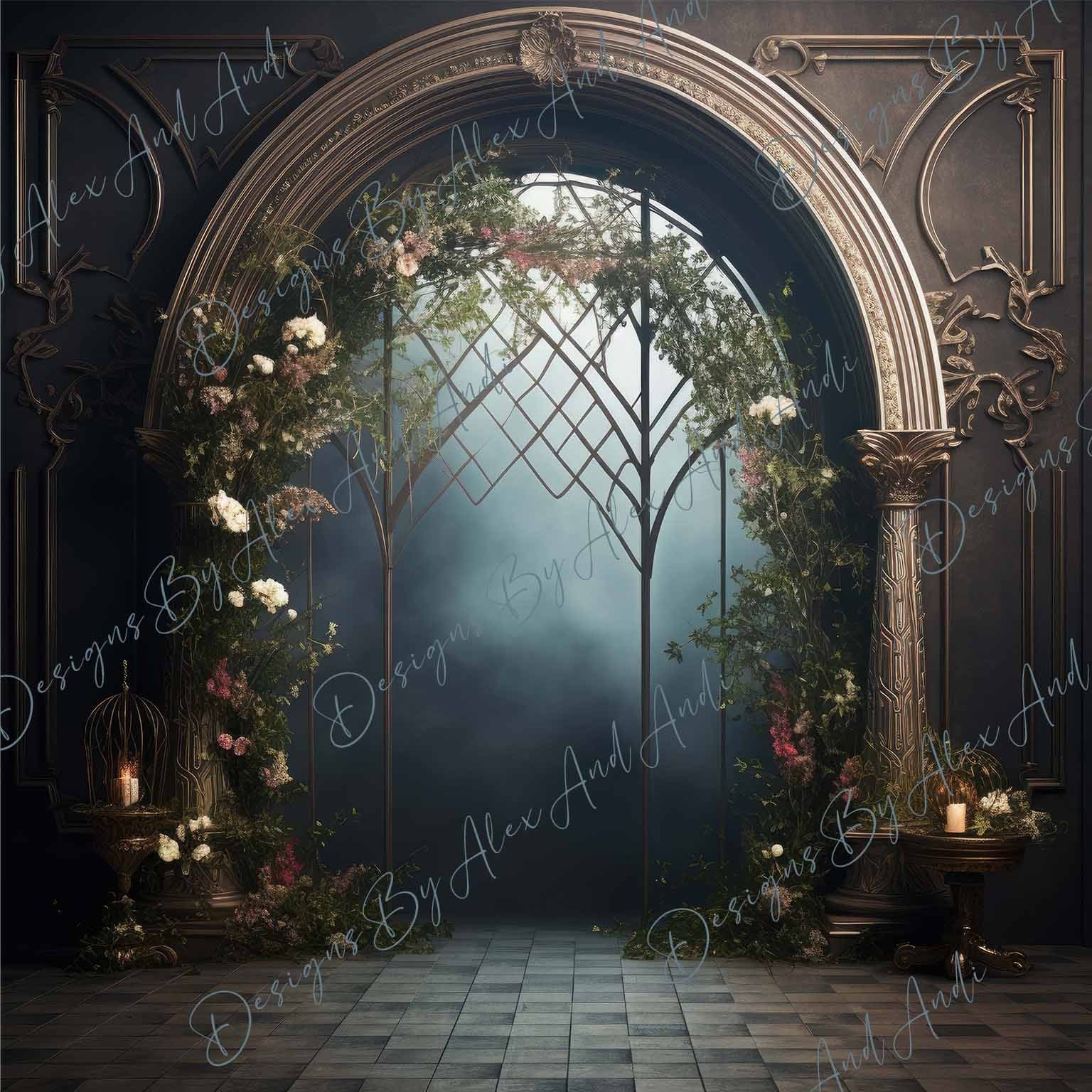 Arch Room Backdrop Arche Background Wedding Dress Digital Birthday ...