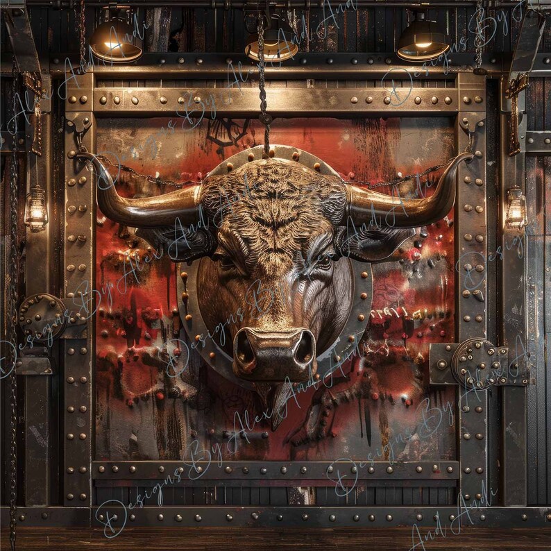 Rodeo Bull Digital Backdrop Overlay Wedding Background Sweet 16 Event ...