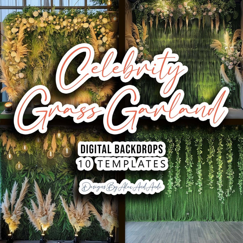 Celebrity Grass Garland Digital Backdrop Garland Background Ceremony ...
