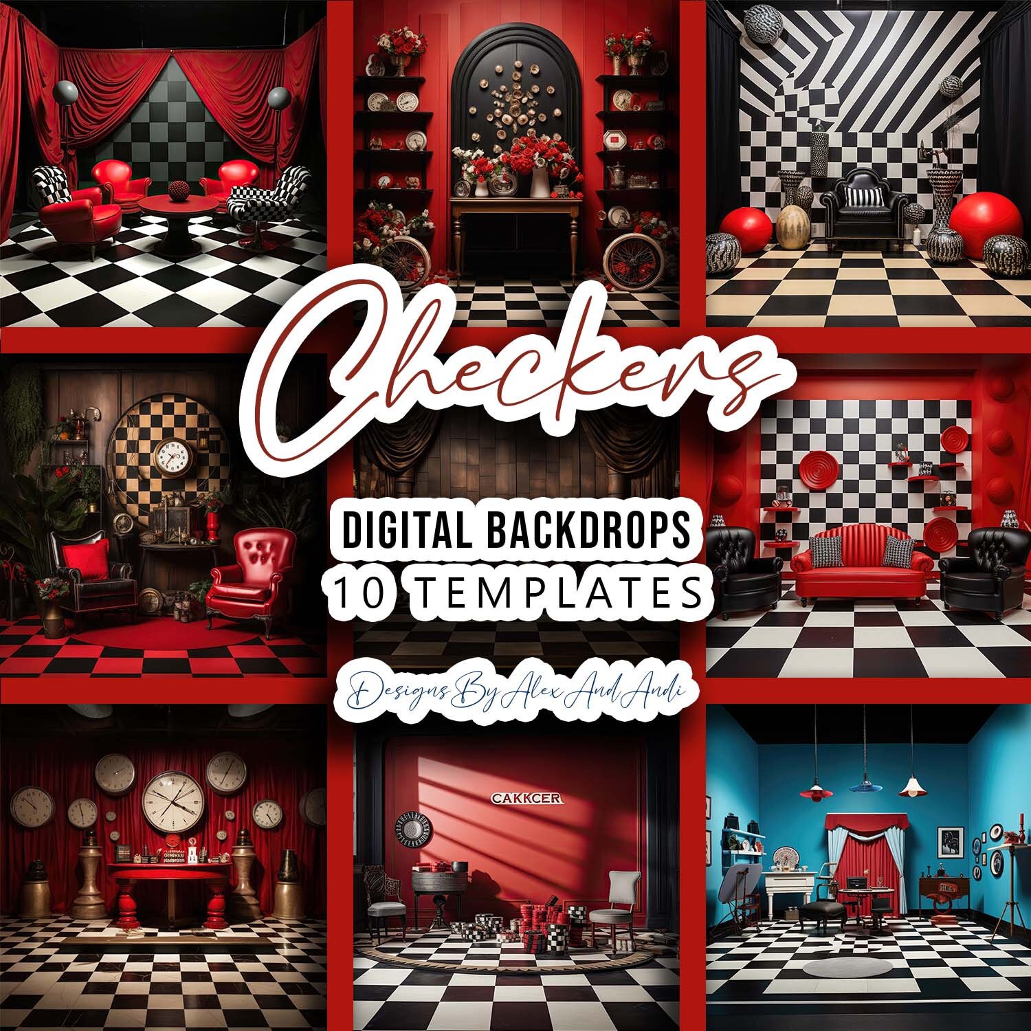 Checkers Backdrop Background Digital Birthday Child Photo - Etsy