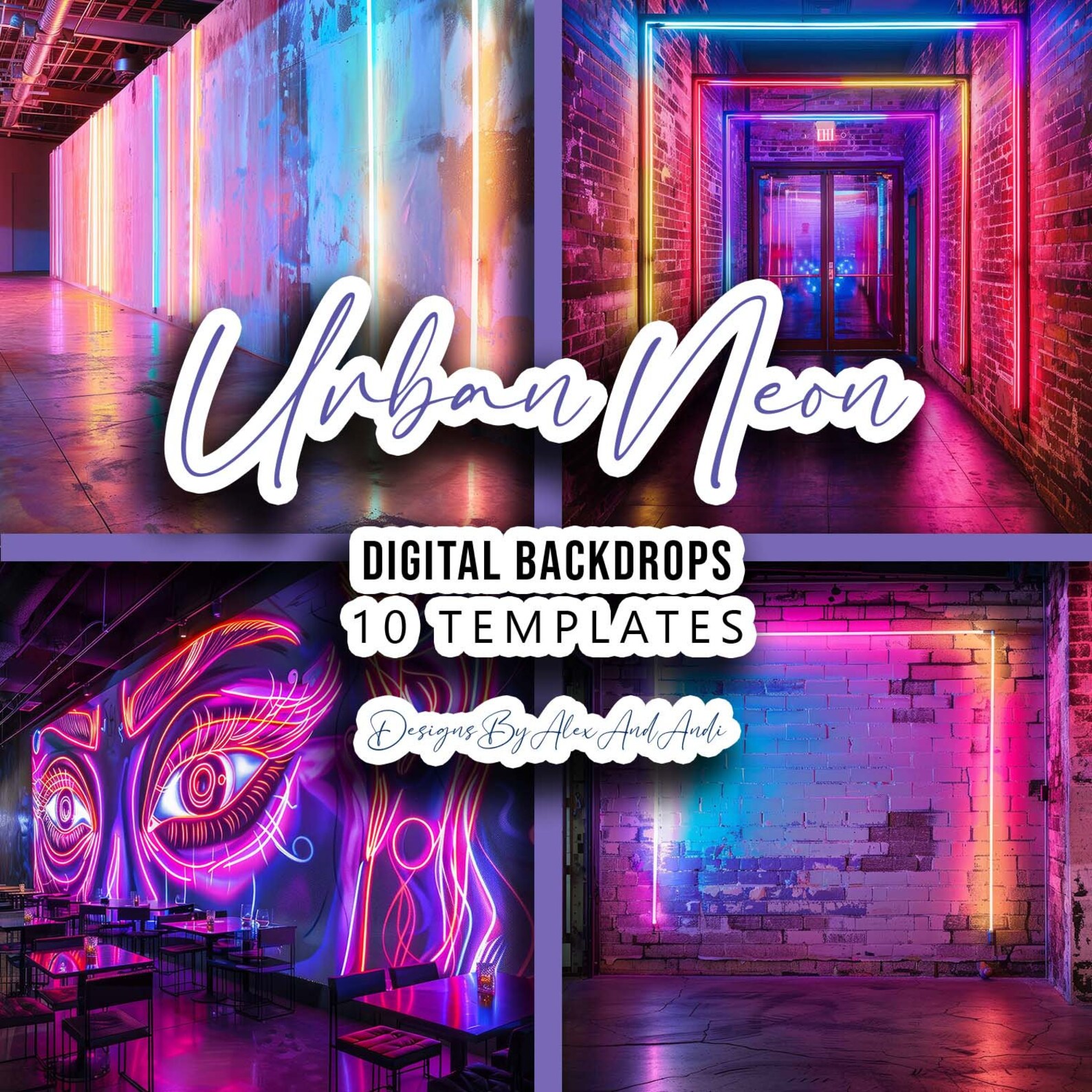 Urban Neon Background City Backdrop Subway Picture Photo Shoot Digital ...