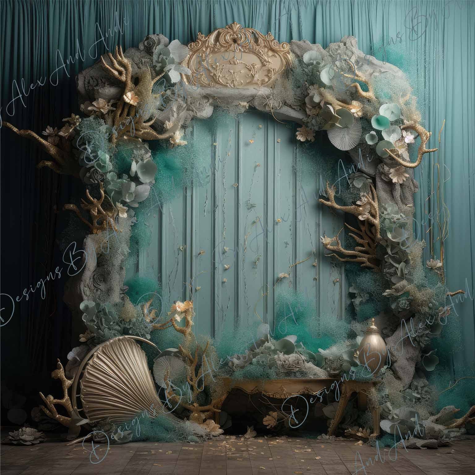 Mermaid Digital Backdrop Overlay Background Wedding Birthday Child ...