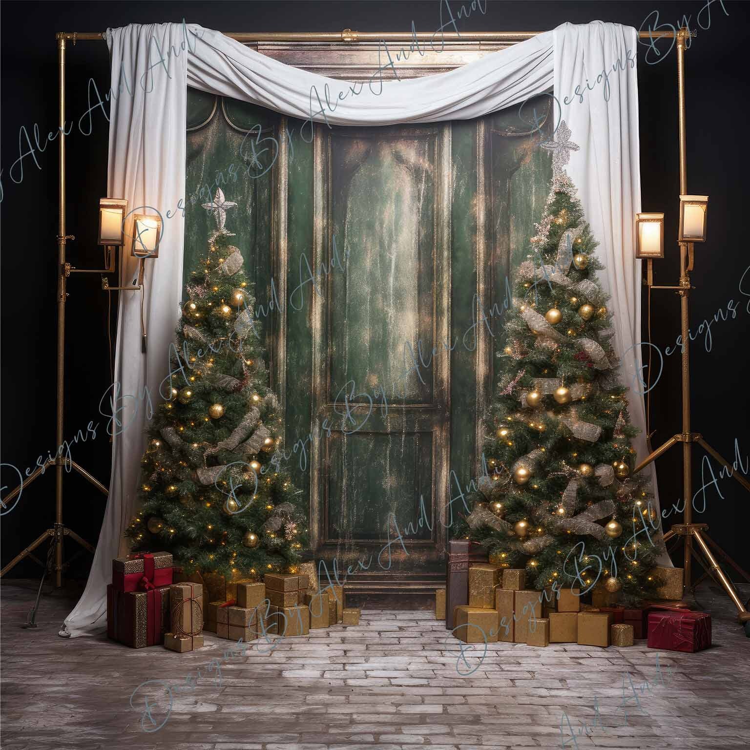 Elegant Christmas Tree Digital Backdrop Overlay Background Holiday ...