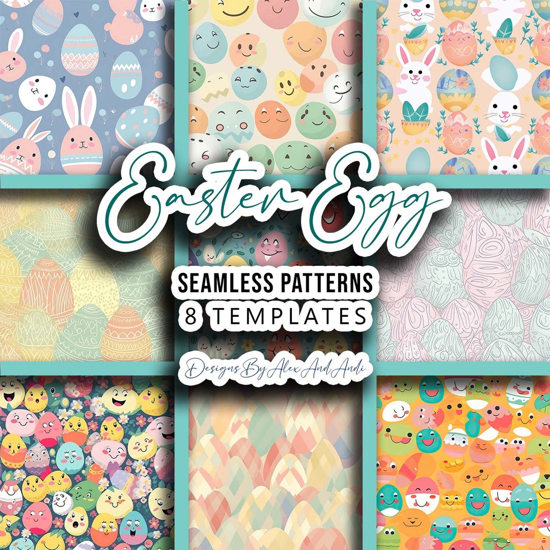 Easter Egg Seamless Pattern Digital Print Easter Pattern Smiley Face ...
