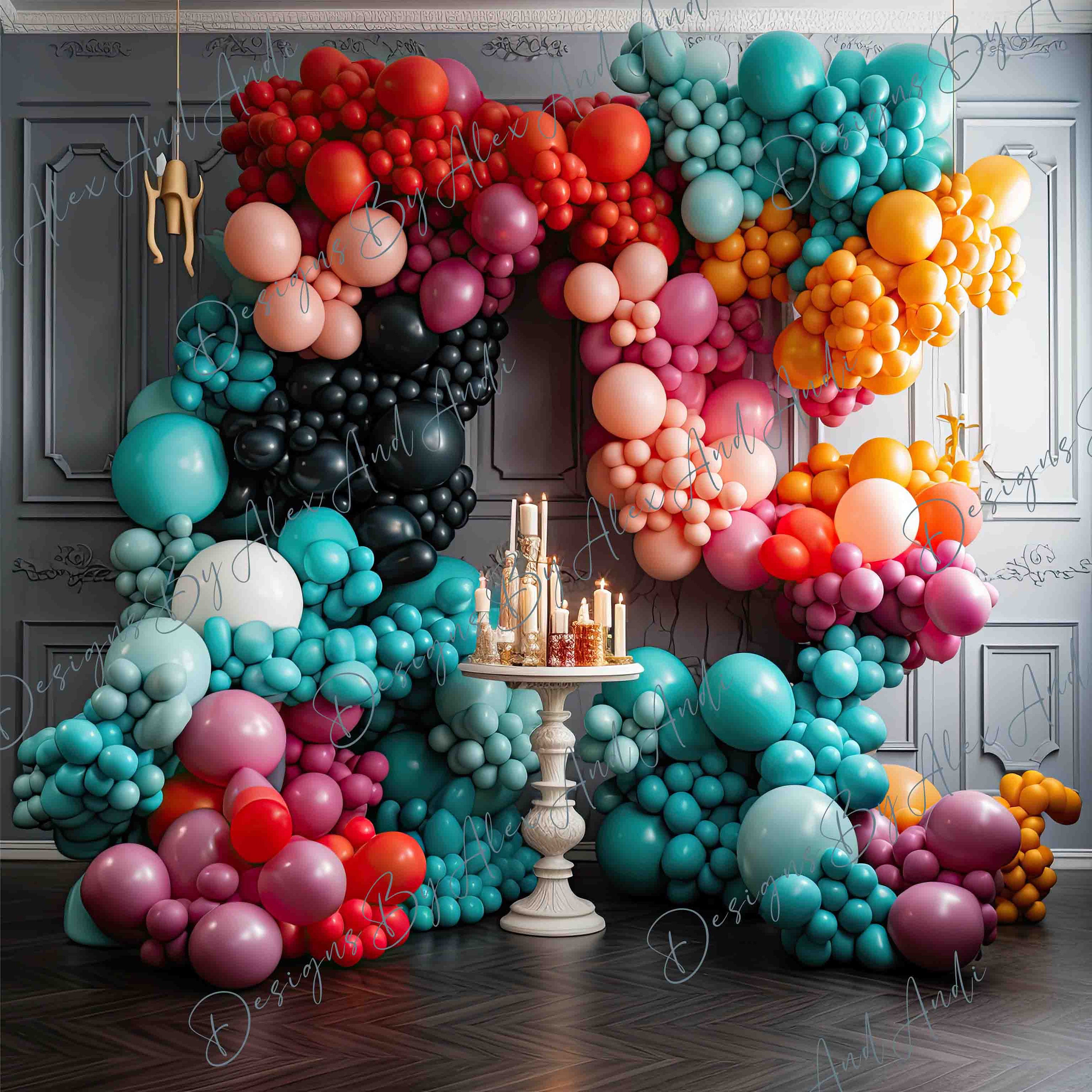 Balloon Rainbow Backdrop Background Digital Photo Shoot Studio Birthday ...