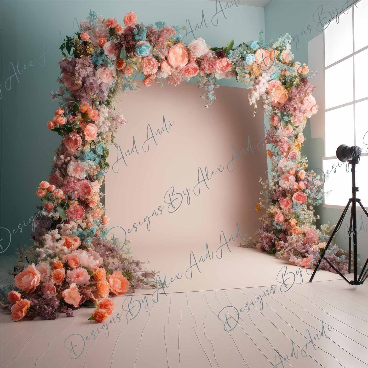 Flower Arch Studio Backdrop Floral Background Digital Photo Shoot ...