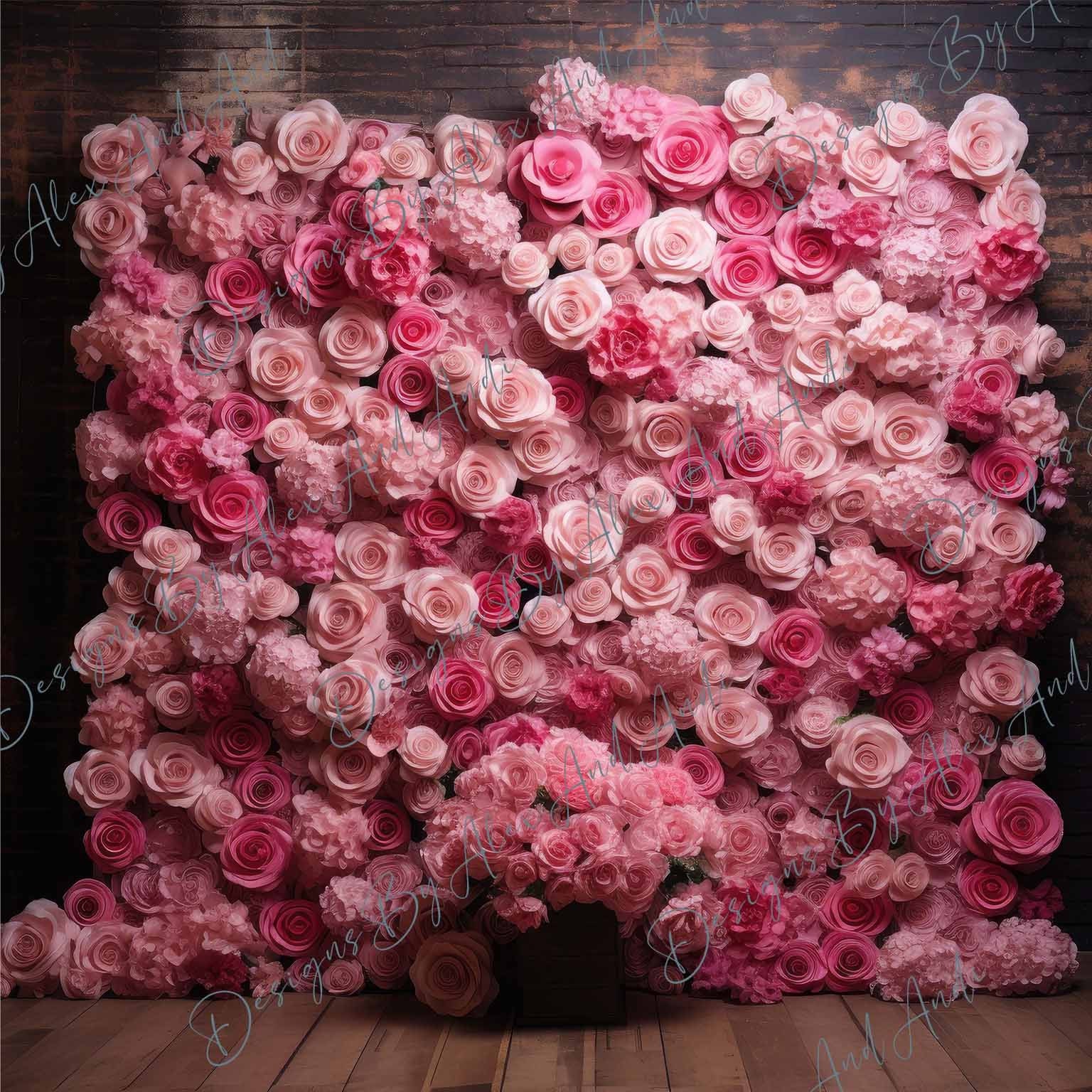 Rose Wall Backdrop Background Digital Birthday Child Photo Shoot ...