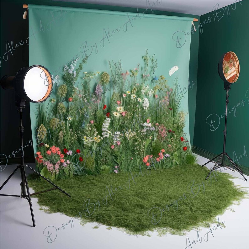 Grassy Studio Backdrop Grasswall Backdrop Background Digital Photo ...