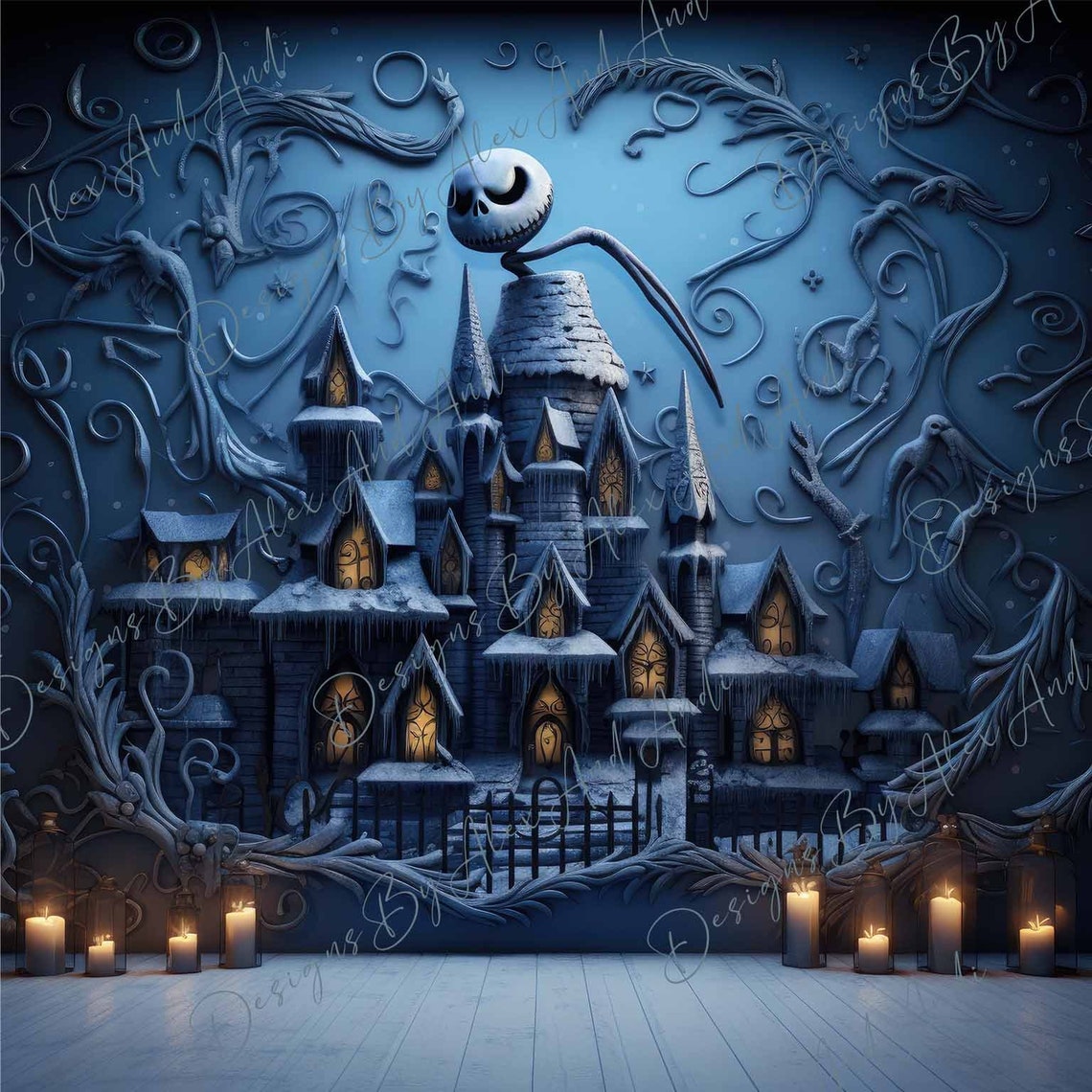 Nightmare Christmas Digital Backdrop Overlay Background Holiday Event ...