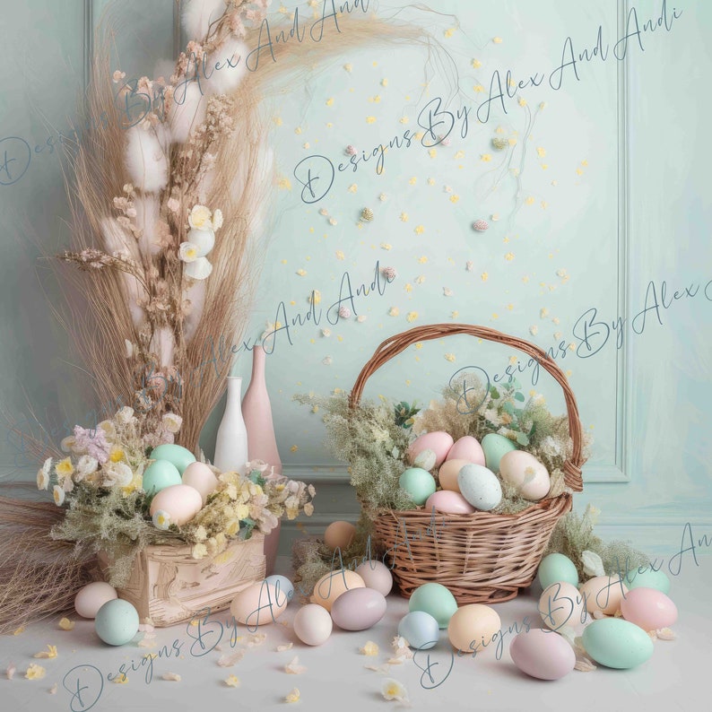 Easter Studio Backdrop Background Digital Photo Easter Photo Studio Set Easter Sunday Backdrop ...