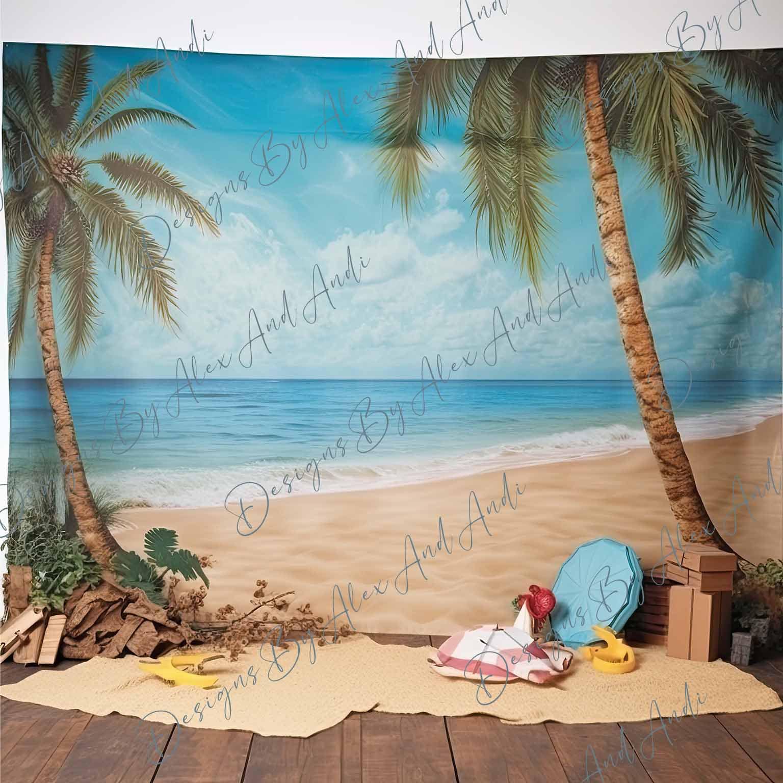 Beach Backdrop Background Digital Photo Shoot Sunny Sand Sea - Etsy