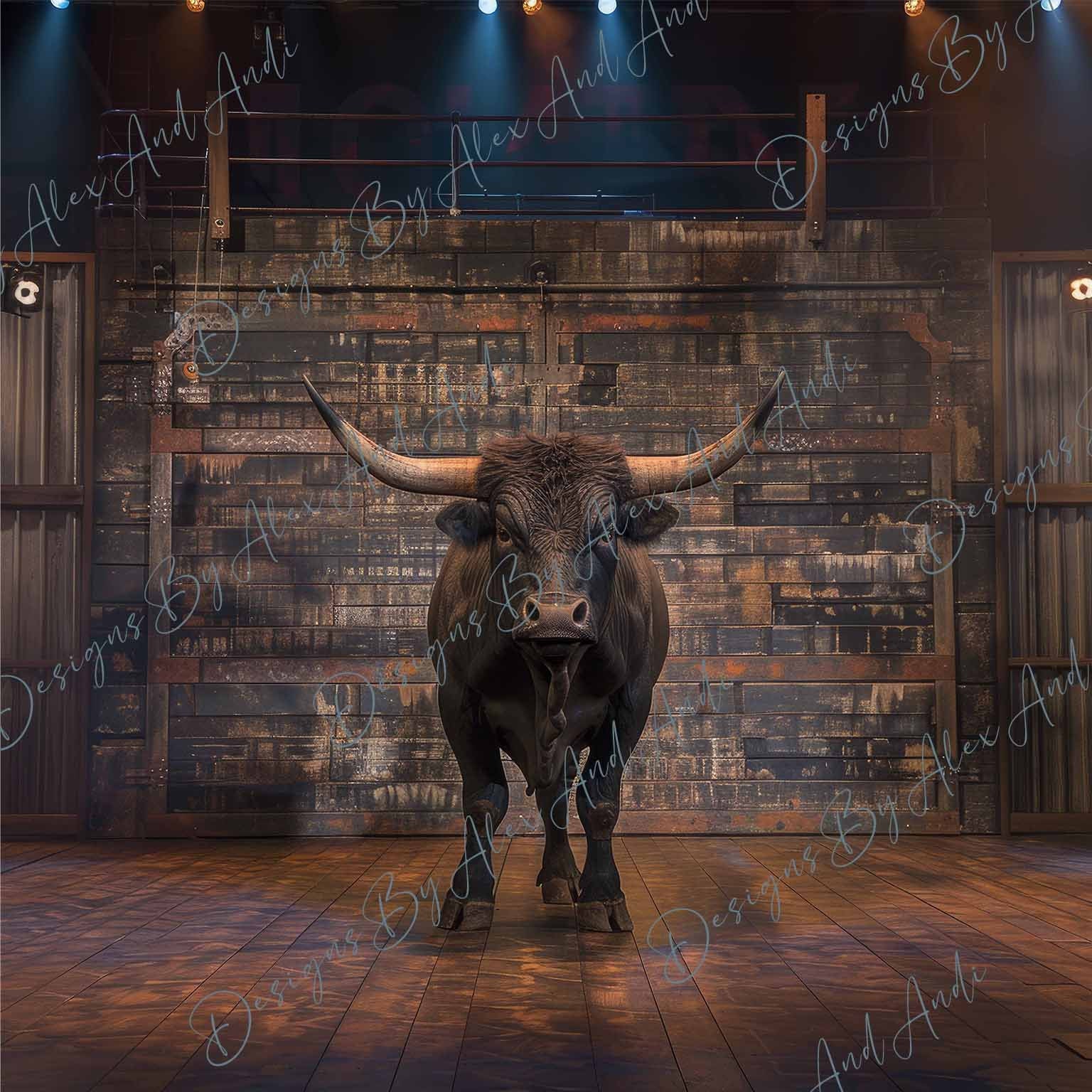 Rodeo Bull Wall Digital Background Backdrop Wedding Overlay Sweet 16 ...