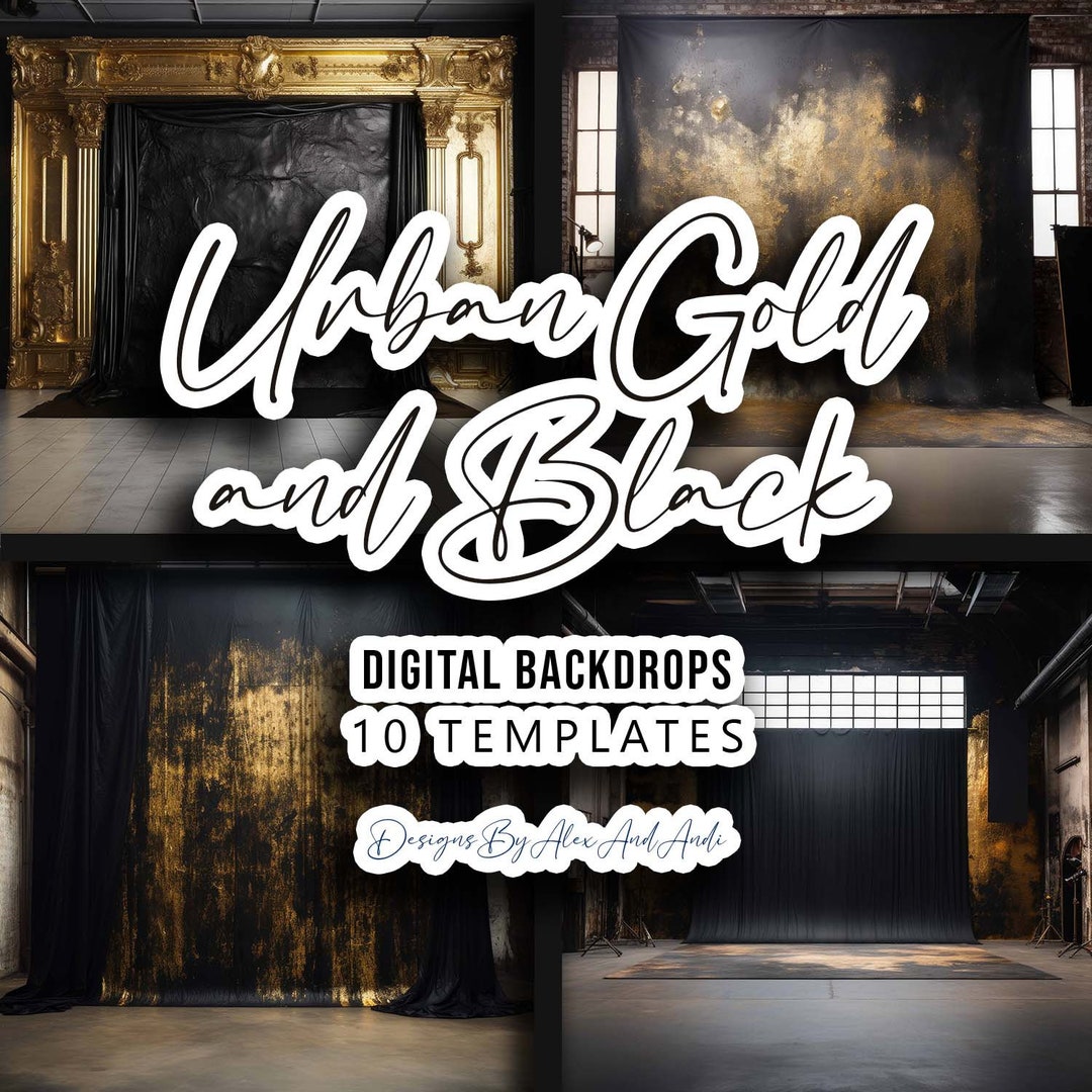Urban Gold and Black Digital Backdrop Overlay Background Child Photo ...