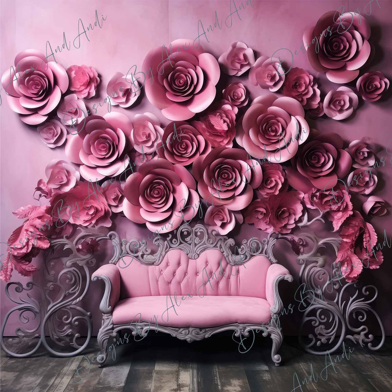 Rose Wall Backdrop Background Digital Birthday Child Photo Shoot ...