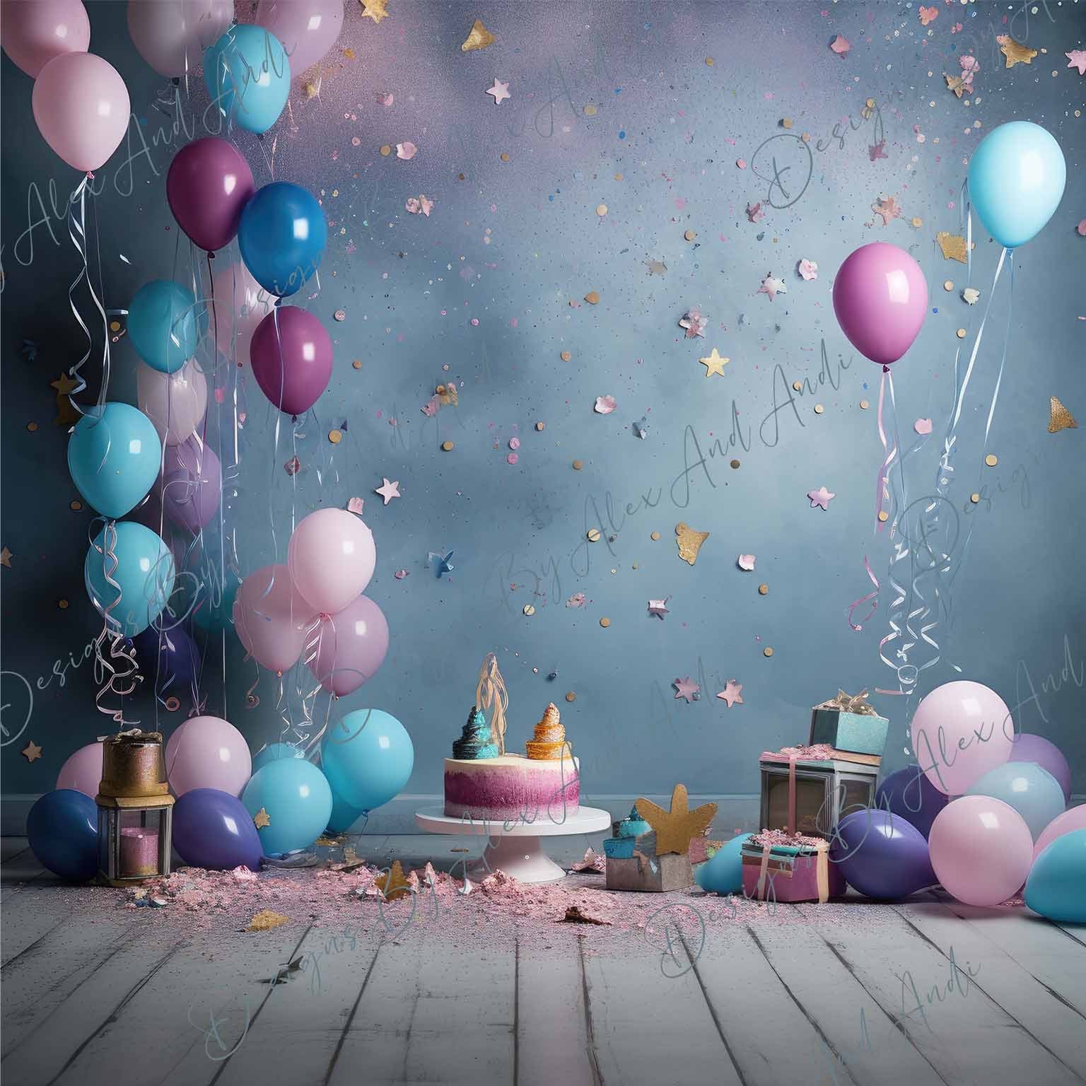 Birthday Cake Backdrop Background Digital Birthday Child Photo Shoot ...