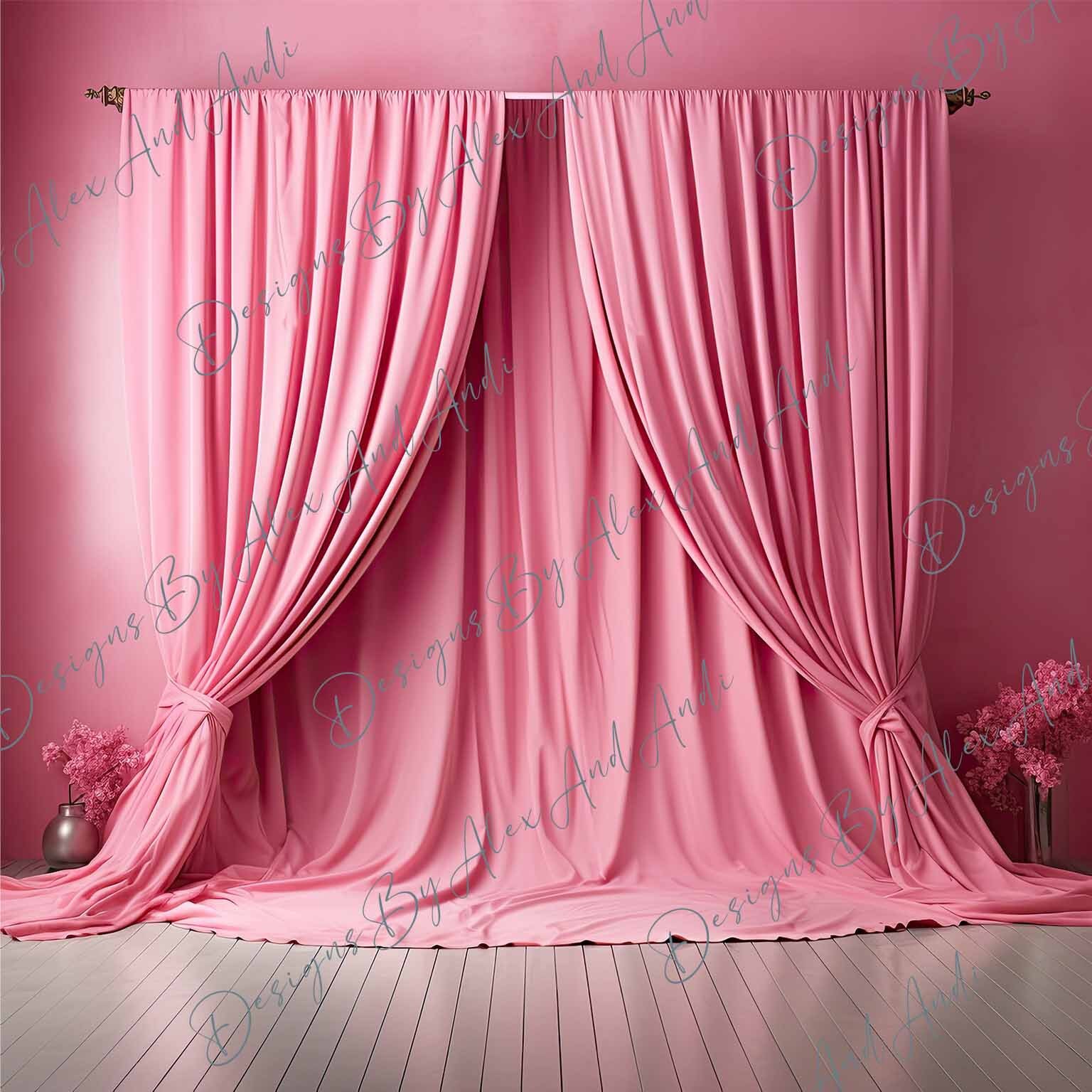 Pink Photo Studio Digital Backdrop Overlay Wedding Sweet 16 Background ...