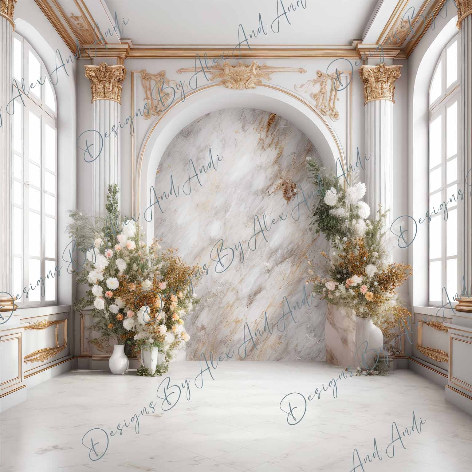 Marble Floral Room Backdrop Background Wedding Digital Photo - Etsy