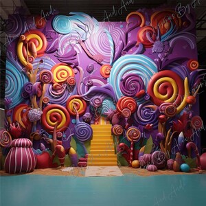 Crazy Candy Factory Backdrop Background Digital Birthday Child Photo ...