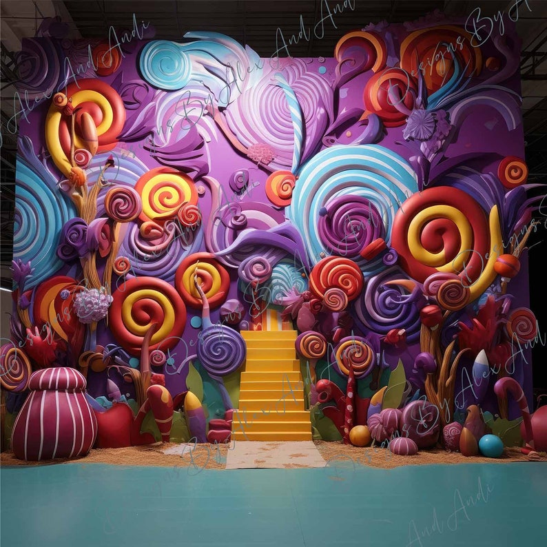 Crazy Candy Factory Backdrop Background Digital Birthday Child Photo ...