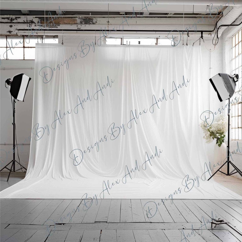 White Wall Studio Photo White Wedding Photo Shoot Wall Overlay Bridal ...