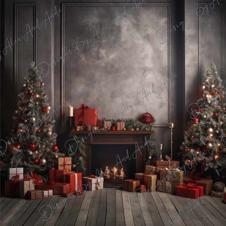 Modern Christmas Digital Backdrop Overlay Background Birthday Home ...