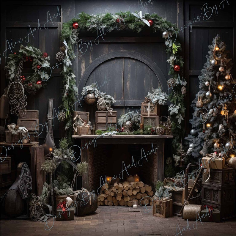 Christmas Studio Digital Backdrop Overlay Wedding Background Holiday ...