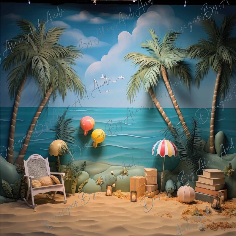 Beach Fiesta Backdrop Background Digital Birthday Child Photo Shoot ...