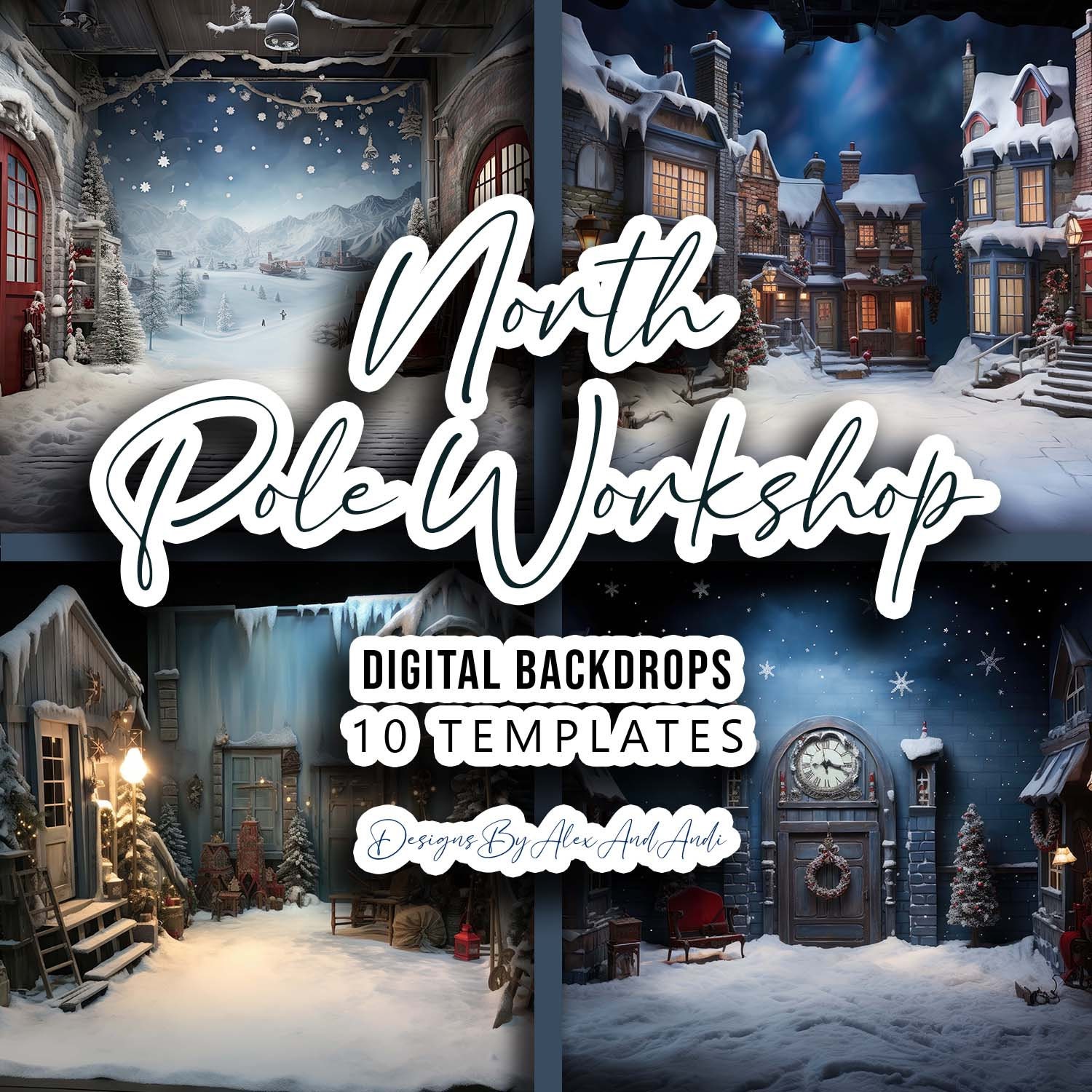 North Pole Workshop Digital Backdrop Overlay Background Holiday Child ...