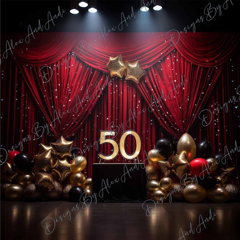 50th Birthday Digital Backdrop Overlay Background Event Photo Shoot ...