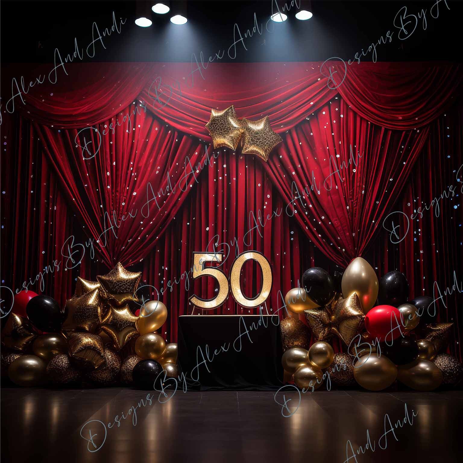 50th Birthday Digital Backdrop Overlay Background Event Photo Shoot ...