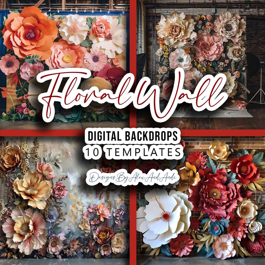 Floral Wall Digital Background Overlay Backdrop Wedding Photo Picture ...