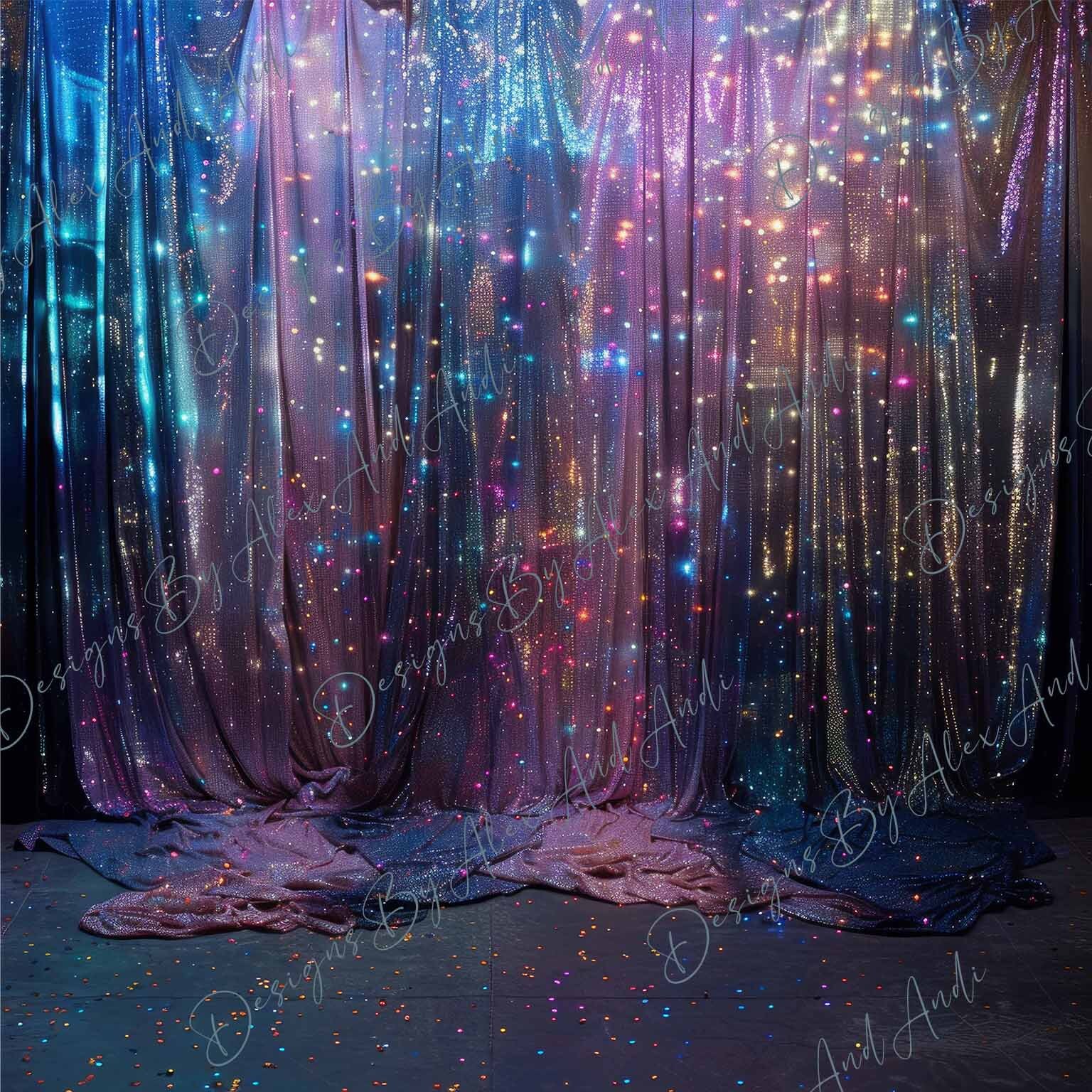 Glitter Bomb Curtain Digital Overlay Backdrop Background Birthday Event ...