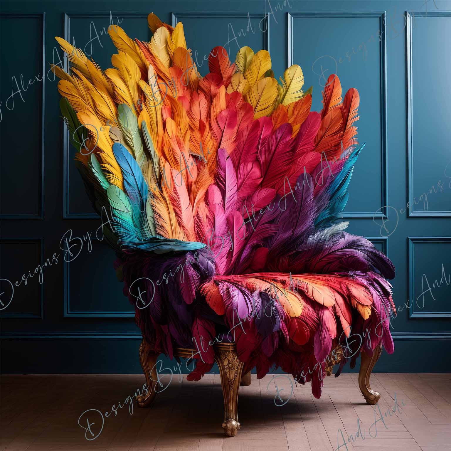 Feather Chair Digital Backdrop Overlay Background Wedding Event Photo ...