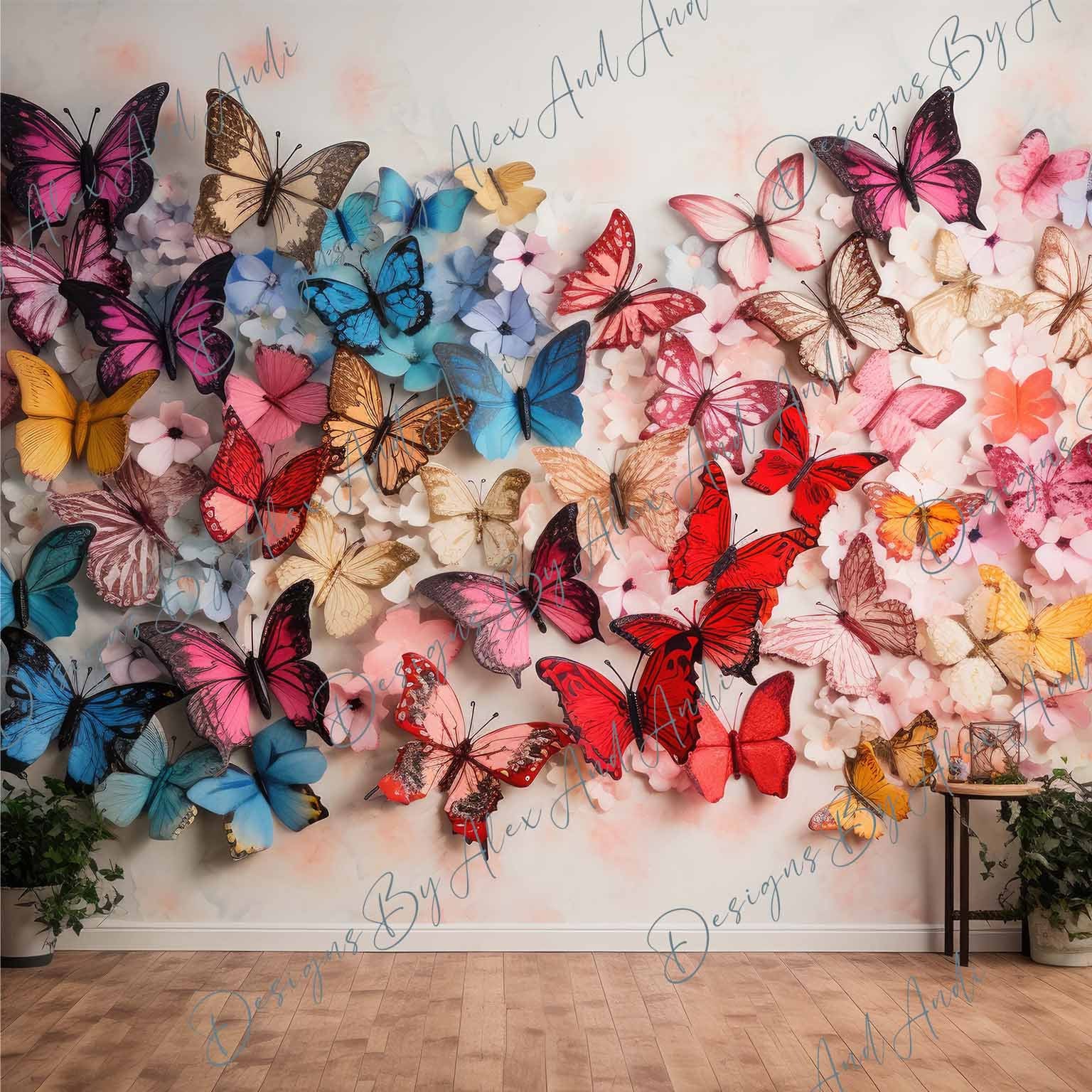 Colorful Butterfly Backdrop Background Digital Birthday Child Photo ...