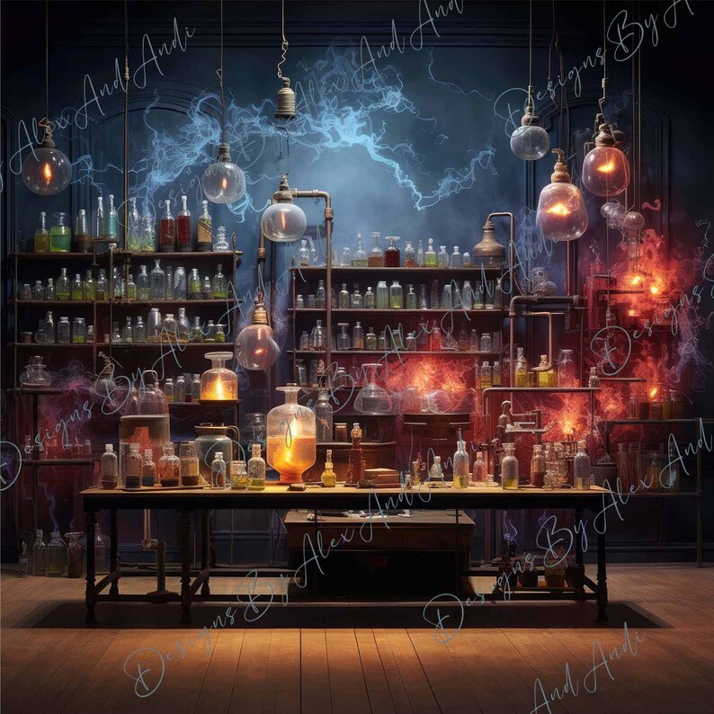Mad Scientist Backdrop Background Digital Birthday Child Photo Shoot ...