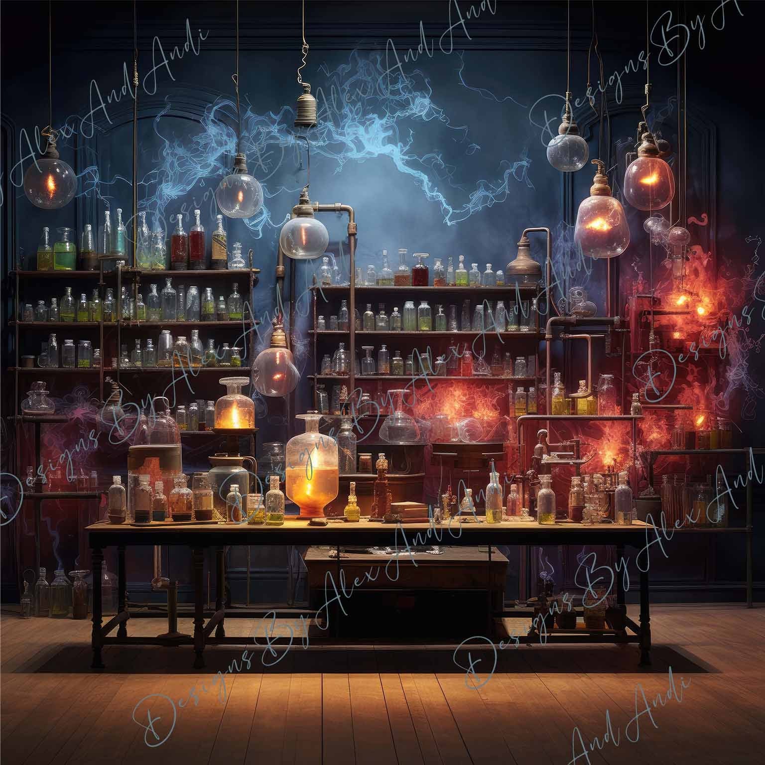 Mad Scientist Backdrop Background Digital Birthday Child Photo Shoot ...