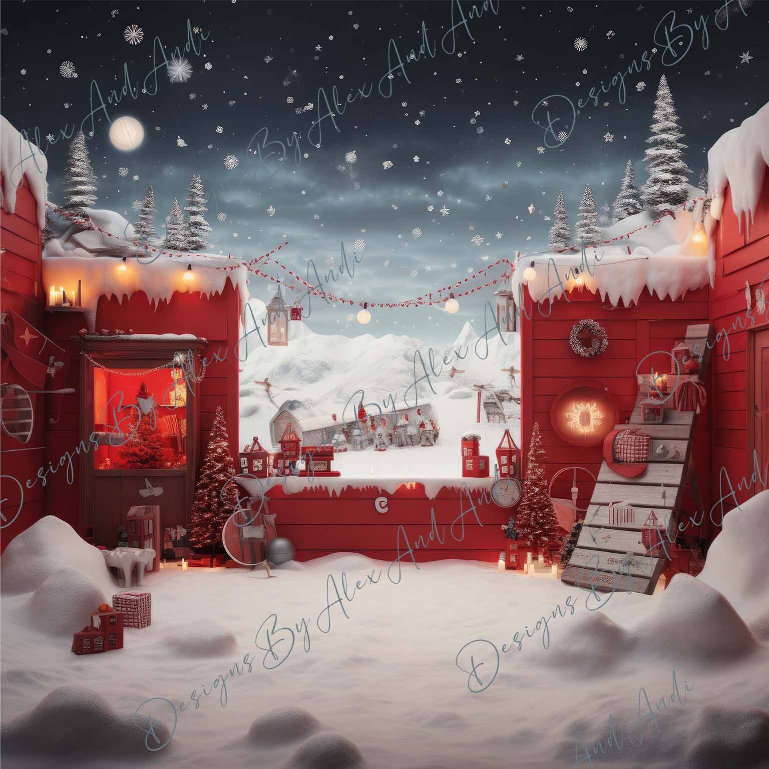 North Pole Studio Digital Backdrop Overlay Background Wedding Holiday ...