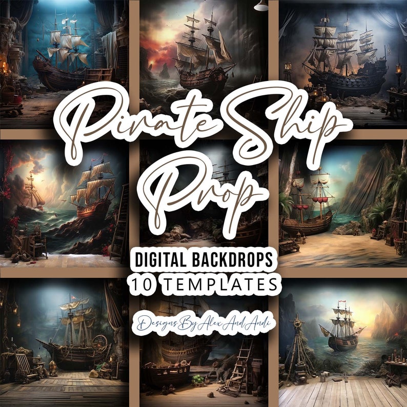 Pirate Ship Prop Backdrop Background Digital Birthday Child Photo Shoot ...
