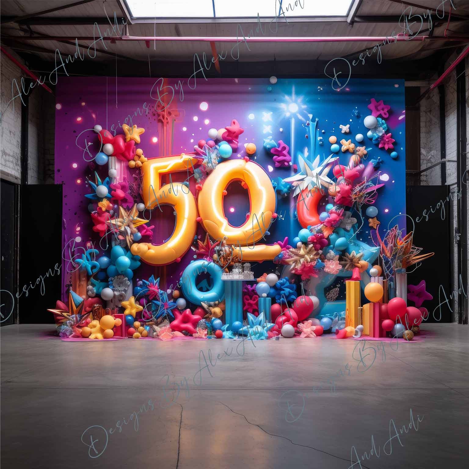 Fifty Birthday Digital Backdrop Overlay Background Photo Shoot Picture ...