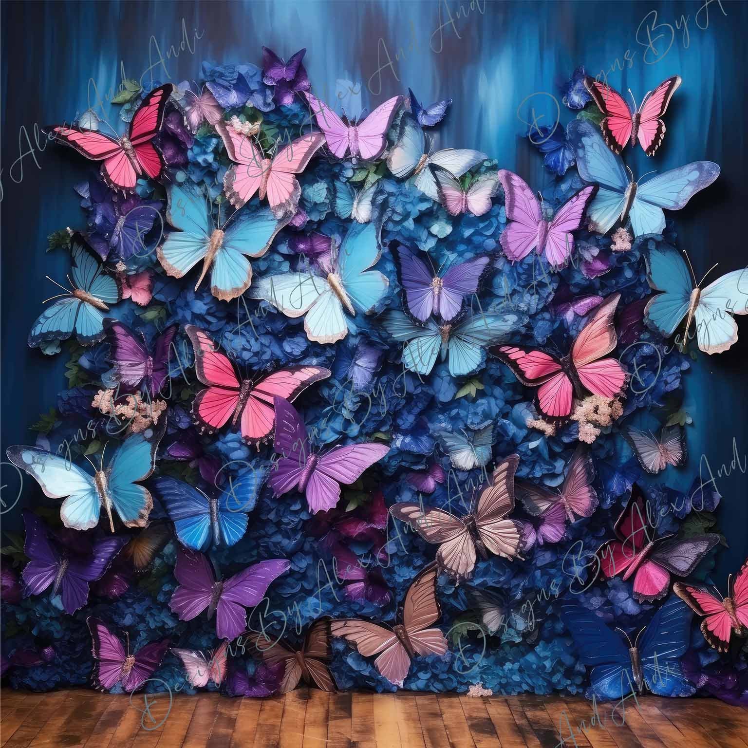 Colorful Butterfly Backdrop Background Digital Birthday Child Photo ...