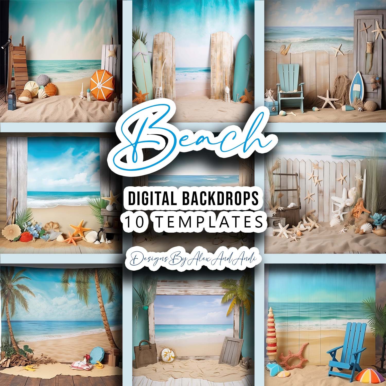 Beach Backdrop Background Digital Photo Shoot Sunny Sand Sea Birthday ...