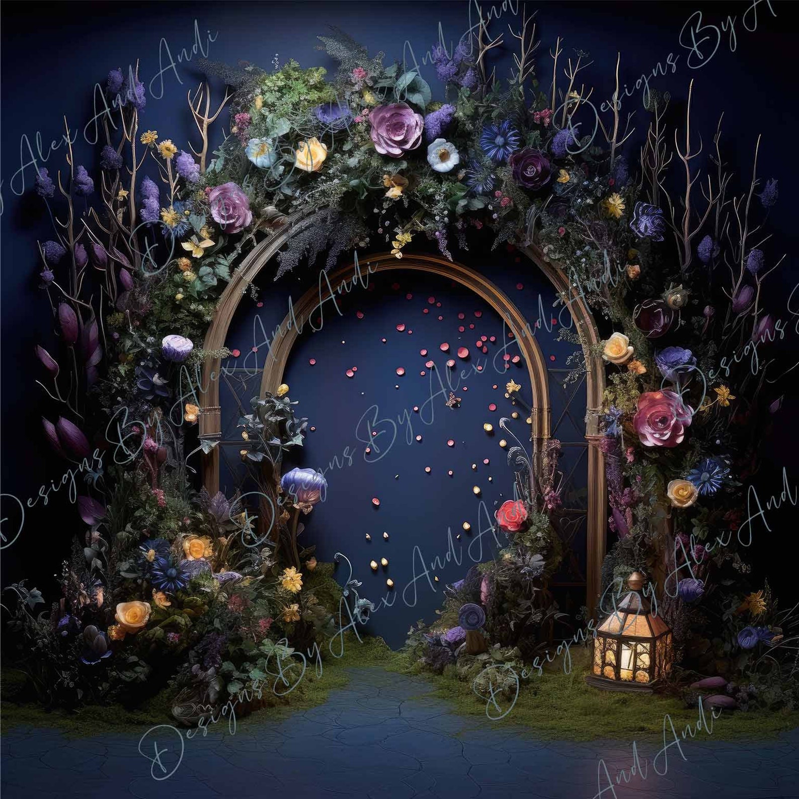 Night Garden Digital Backdrop Overlay Background Birthday Child Photo ...